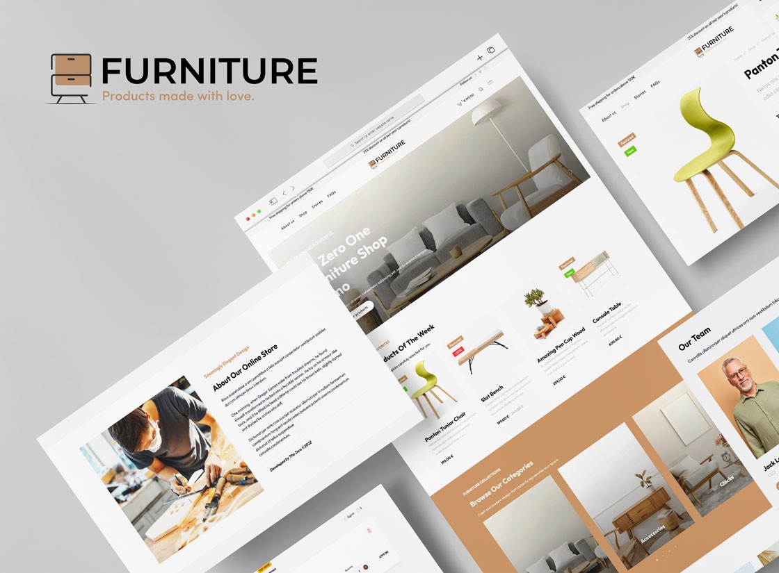 The Zero One Kirby CMS starter theme | Furniture shop demo