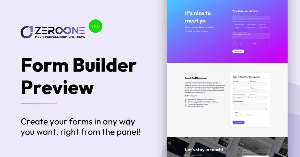 Form Builder (Premium) | Zero One Kirby CMS Theme